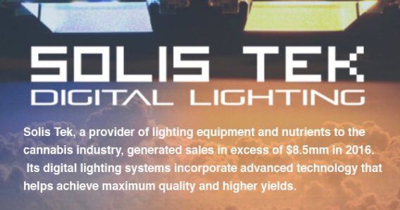 Solis Tek Stock (OTCQB: SLTK) – Investor Dashboard – New Cannabis Ventures